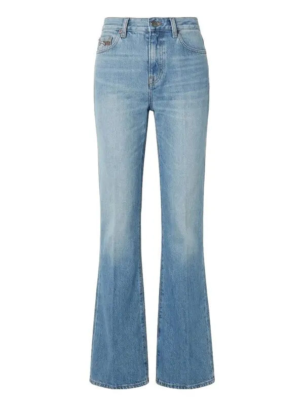 Gucci Flared Five-pocket Jeans With Horsebit Detail - Light Blue