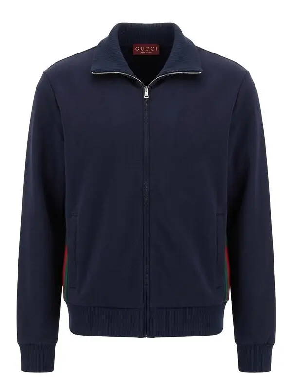 Gucci Zip-up Technical Jersey Jacket - Dark Blue
