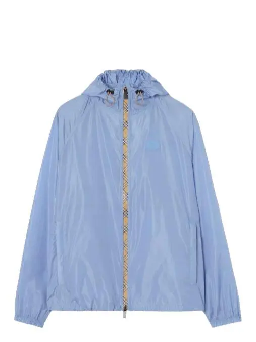 Burberry Checker-tape Hooded Jacket - Cornflower Blue