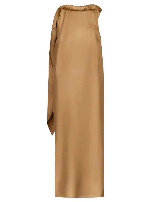 Loulou De Saison Susan Twisted Collar Midi Dress - Nude