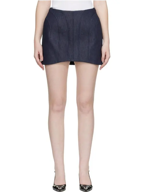 MUGLER Corset-detail Denim Mini Skirt - Nude