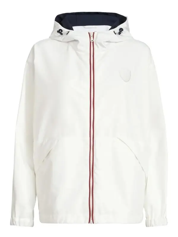 Brunello Cucinelli Hooded Zip-up Nylon Jacket With Logo Detail - White