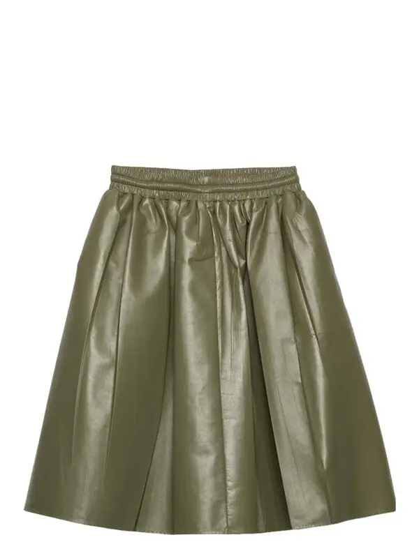 Prada Pleated Nappa Leather Skirt - Olive Green