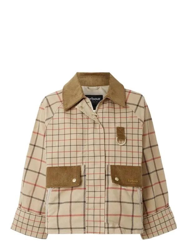 Barbour Mackworth Plaid Jacket With Corduroy Collar - Beige