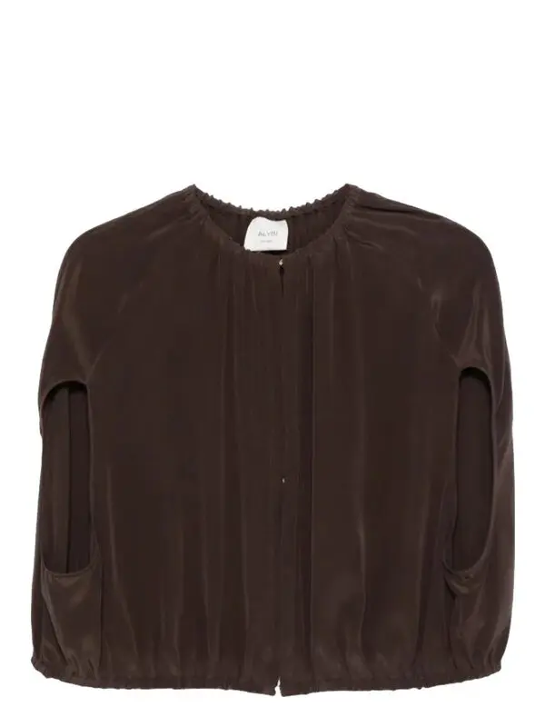 ALYSI Silk Cape With Cut-out Sleeves - Black