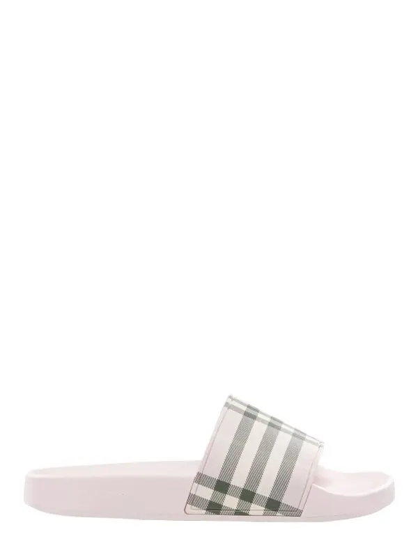 Burberry Checked Rubber Slide Sandals - Mallow Powder