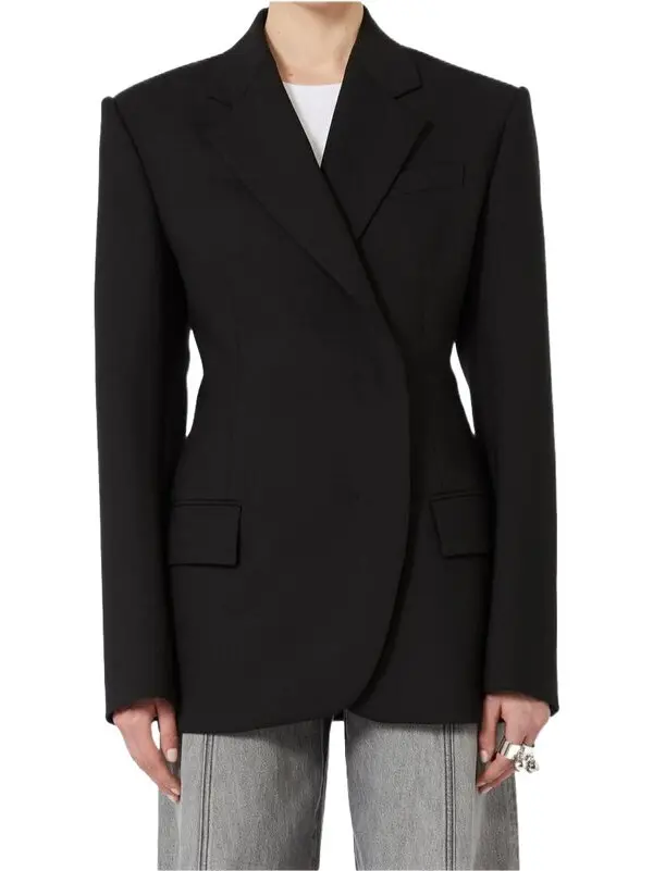 Sportmax Double-breasted Cinched Blazer - Black