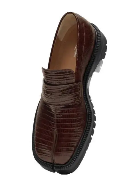 MAISON MARGIELA Tabi County Tejus-print Loafers - Brown