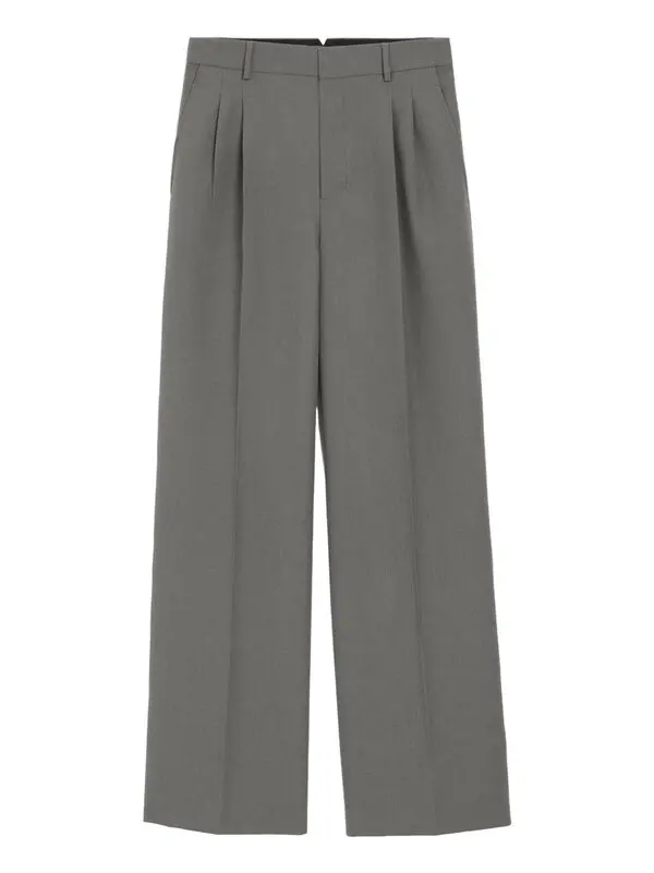 Ami Pleated Wide-leg Trousers - Carbon Gray