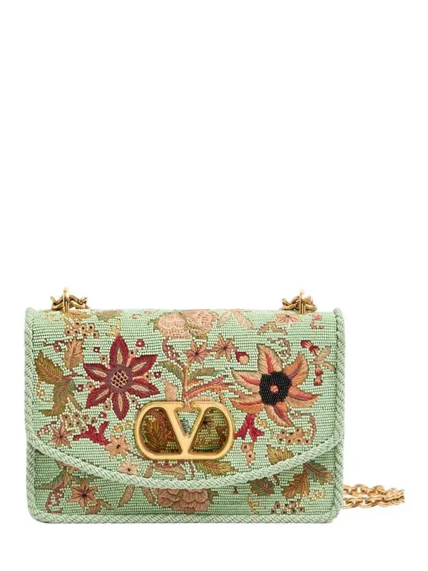 Valentino Garavani Vain Embroidered Shoulder Bag - Green