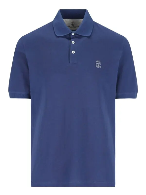 Brunello Cucinelli Collared Short-sleeve Polo Shirt - Blue
