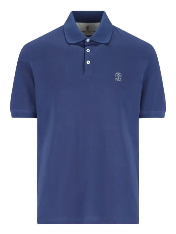 Brunello Cucinelli Collared Short-sleeve Polo Shirt - Blue