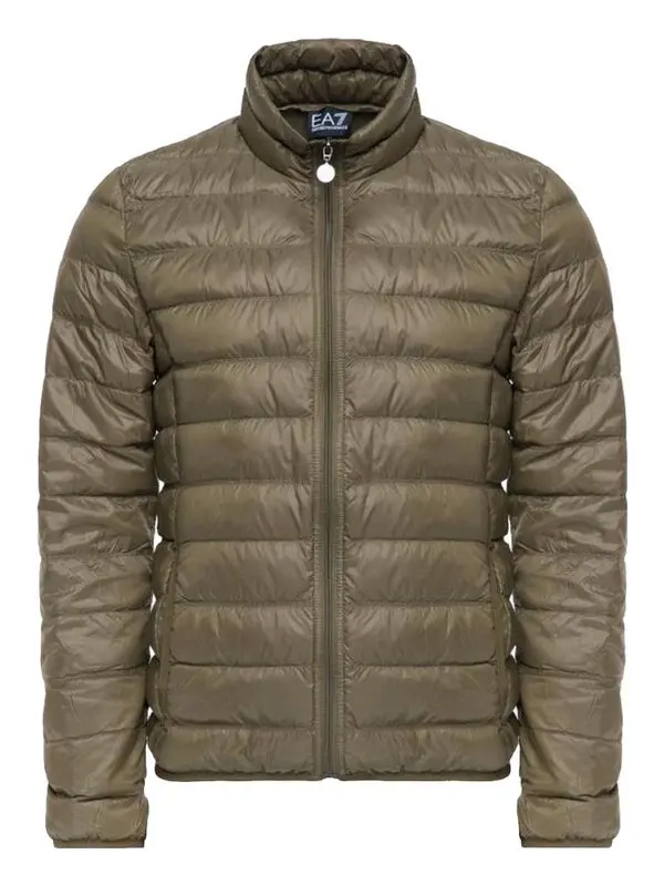 EA7 Quilted Down Jacket With Logo Detail - Green