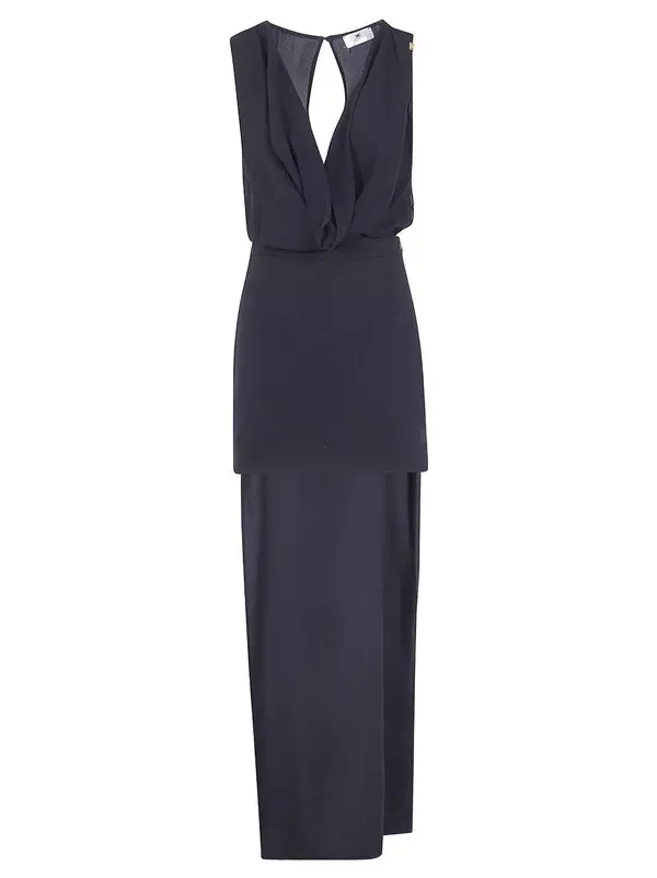 Elisabetta Franchi Sleeveless Georgette Crêpe Dress With Cutout Details - Black