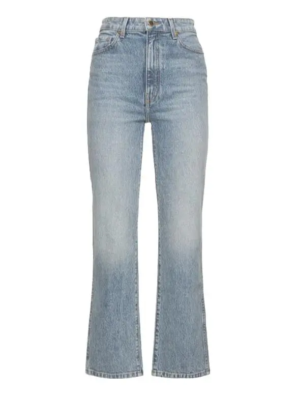 Khaite Abigail Cotton Straight Leg Jeans - Gray