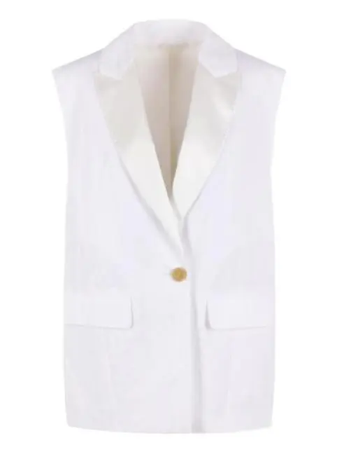 Brunello Cucinelli Sleeveless Collared Jacket - White