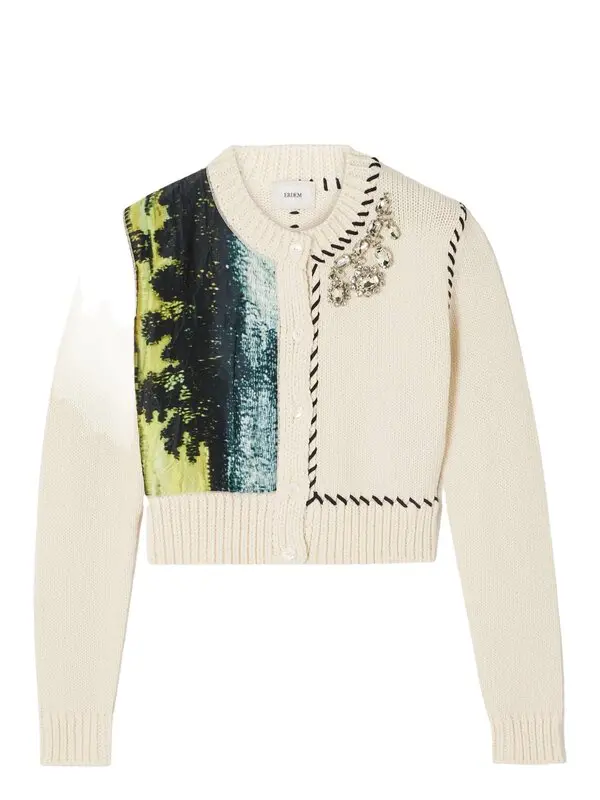 Erdem Crew Neck Long Sleeve Knitwear With Printed Decoration - White
