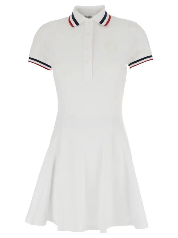 Brunello Cucinelli Logo Detailed Short Sleeve Dress - White