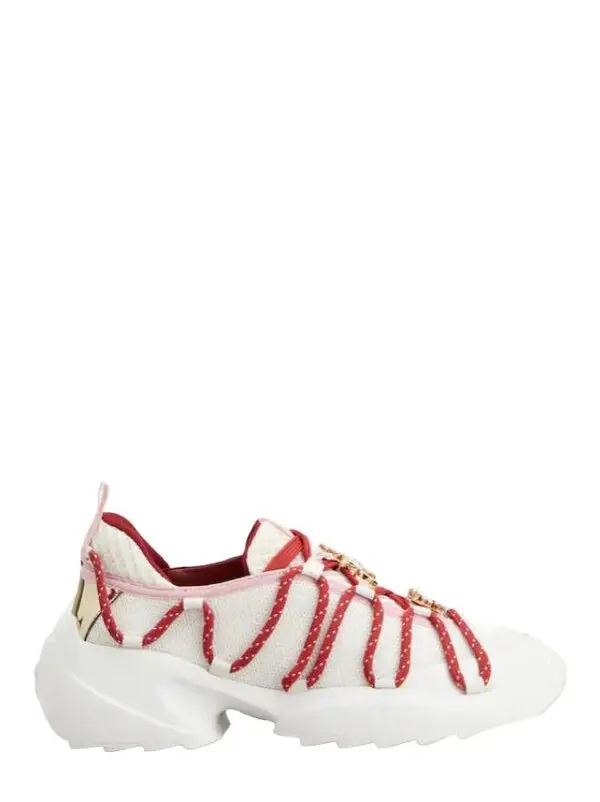 ROGER VIVIER Viv' Zag Fabric And Leather Sneakers - White, Red