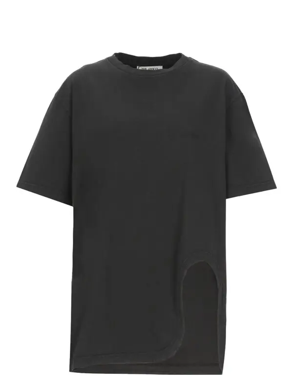Attico Oversized Jersey T-shirt With Embroidered Logo - Black