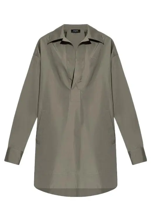 Dsquared2 Long-sleeved V-neck Dress - Gray