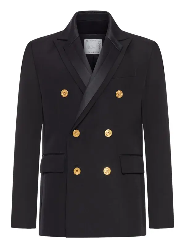 Sacai Double-breasted Jacket With Lapel Collar - Black