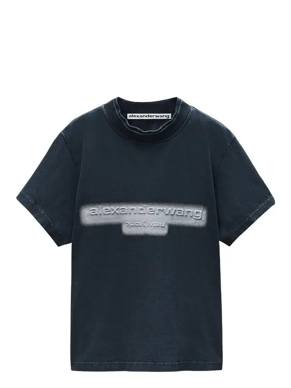 Alexander Wang Reflective Halo Print Logo T-shirt - Wash Black