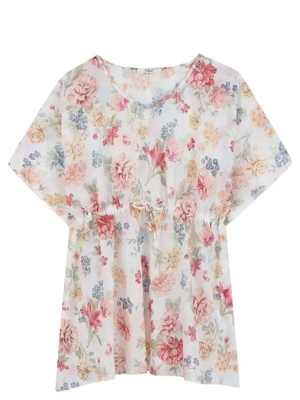 Chloé Floral Print Tie-waist Dress - White