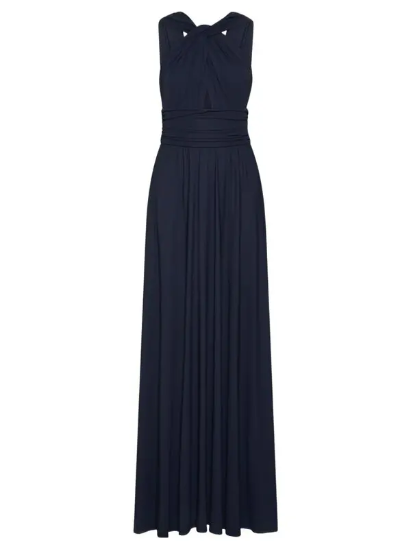 Marella Jersey Criss-cross Halterneck Maxi Dress - Navy Blue