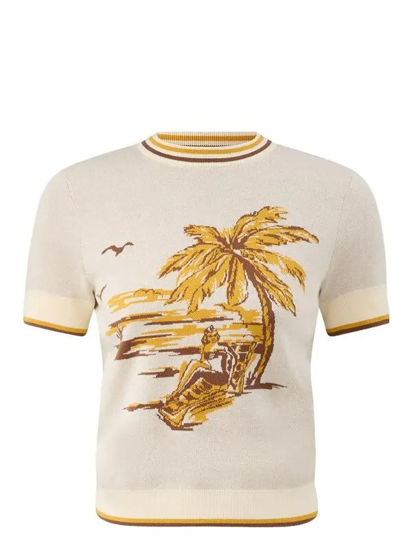 Zimmermann Daylight Pam-tree Jacquard T-shirt - Mustard Chocolate