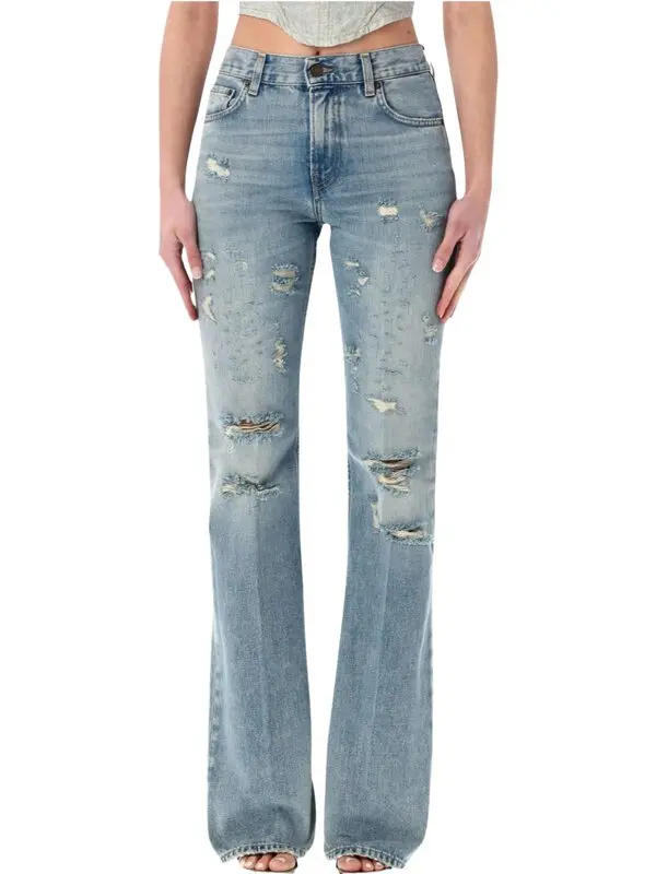 HAIKURE Flora Broken Distressed Flared Jeans - Gray
