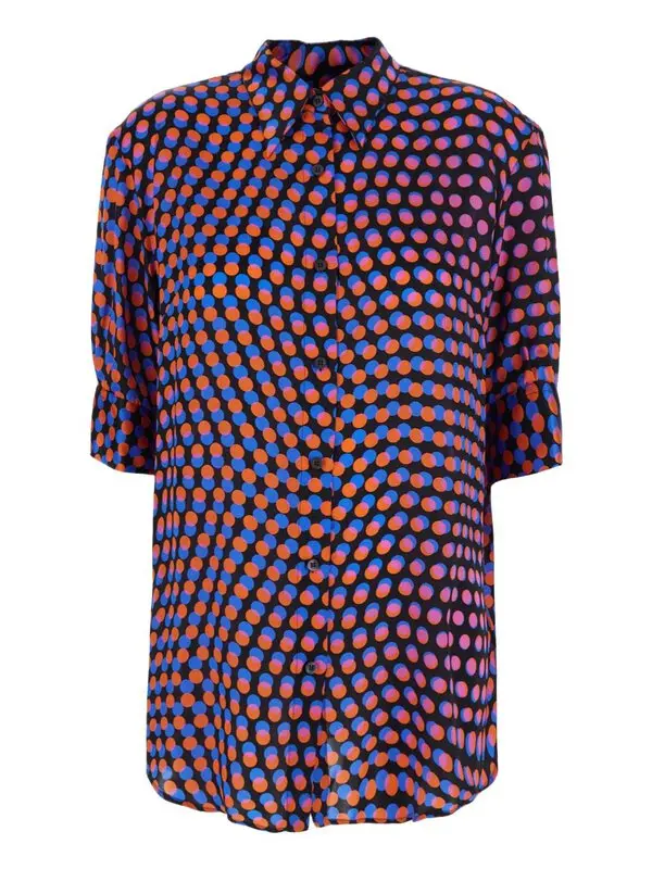Dries Van Noten Polka Dot Collared Short-sleeved Shirt - Multicolor