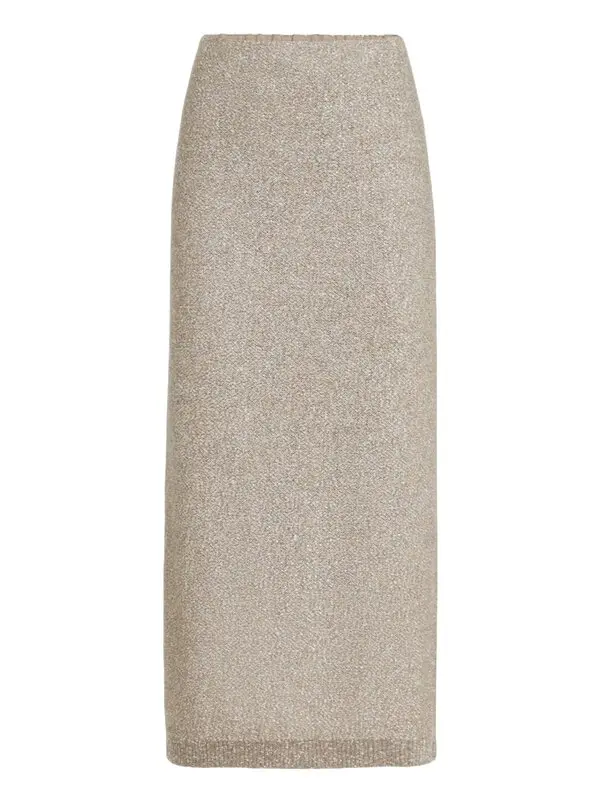 Brunello Cucinelli Elastic Waistband Midi Skirt - Nude