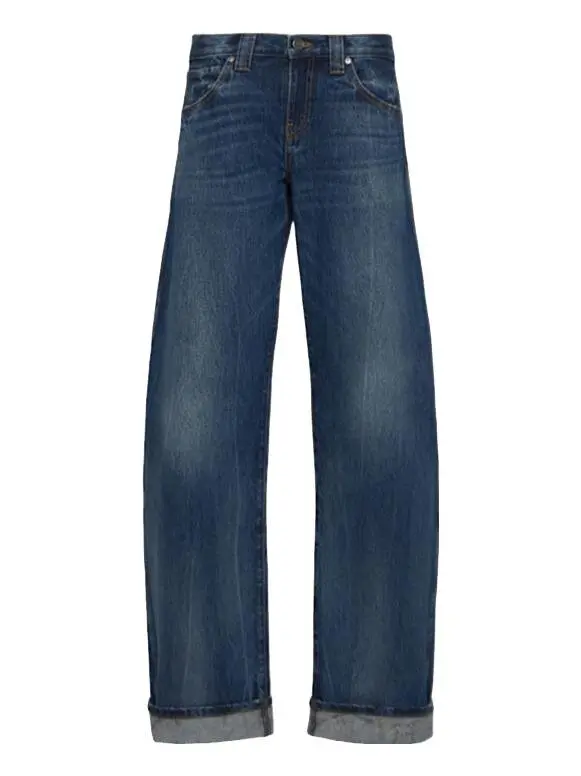 Khaite Danielle Cotton Blend Straight Leg Jeans - Blue