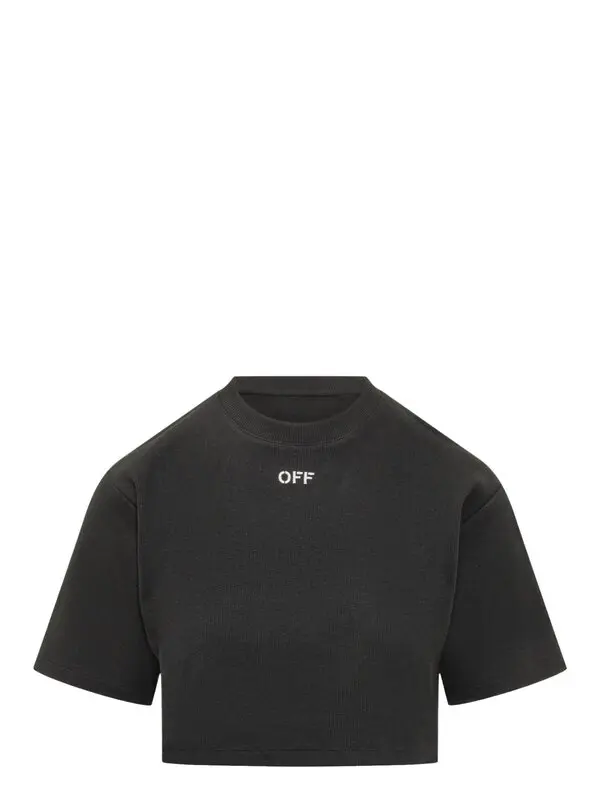Off-White Off Stamp Rib Cropped T-shirt - Black