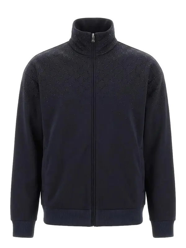 Gucci Embellished Technical Jersey Zip Jacket - Dark Blue