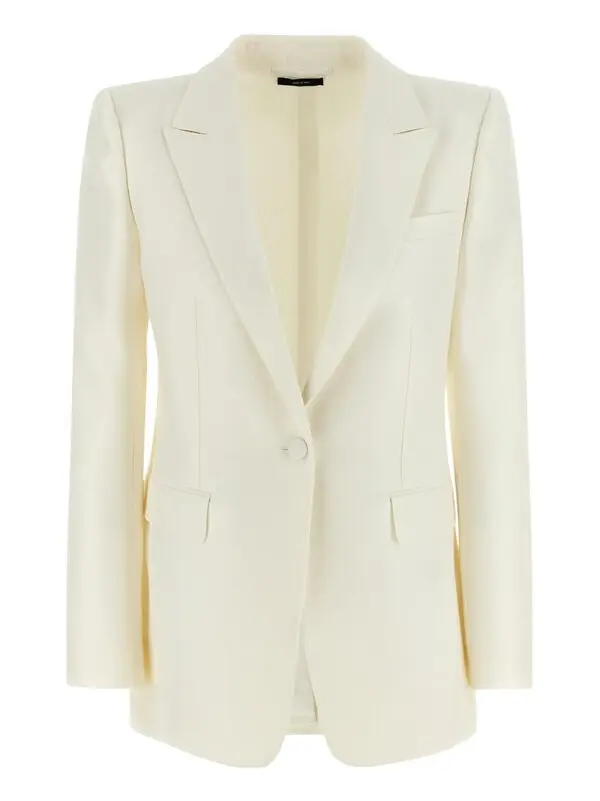 TOM FORD Single Breasted Peak Lapel Jacket - White