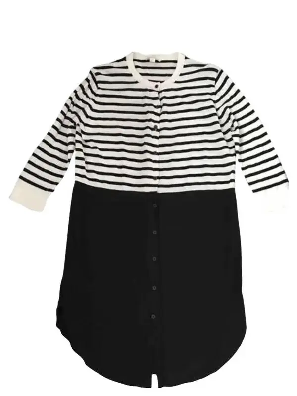Burberry Striped Cotton Blend Dress - Black