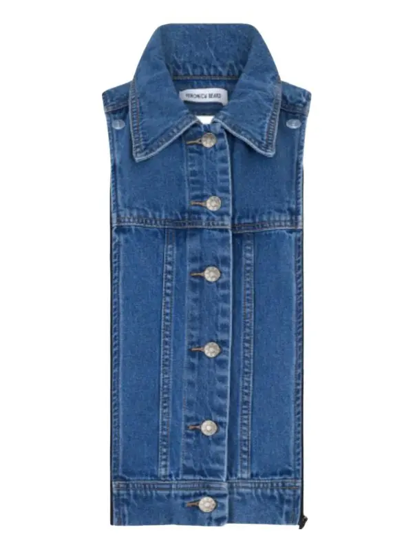 Veronica Beard Paneled Sleeveless Button-down Top - Blue