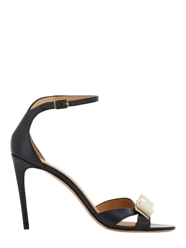 FERRAGAMO Vara Bow Stiletto Sandals - Black/biscuit Color