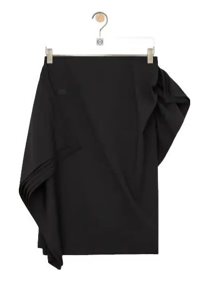 Loewe Wool Skirt With Double L Embroidery - Black