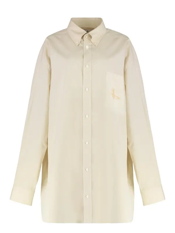 VIVIENNE WESTWOOD Logo Embroidered Button-down Shirt - White