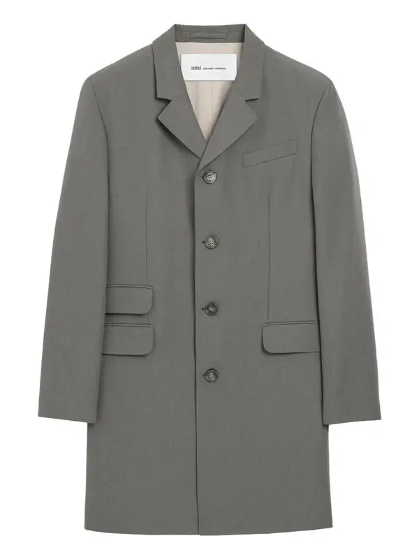 Ami Long Sleeved Tailored Coat - Carbon Gray