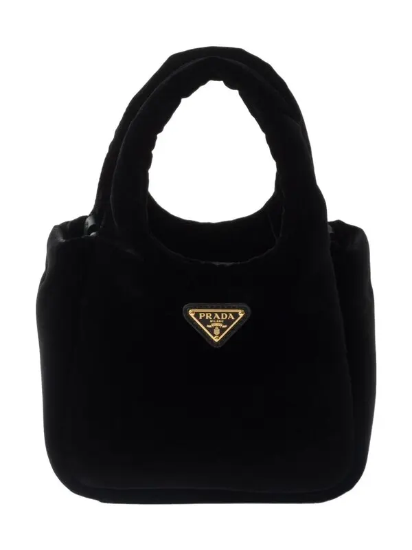 Prada Padded Velvet Mini Handbag With Chain Strap - Black