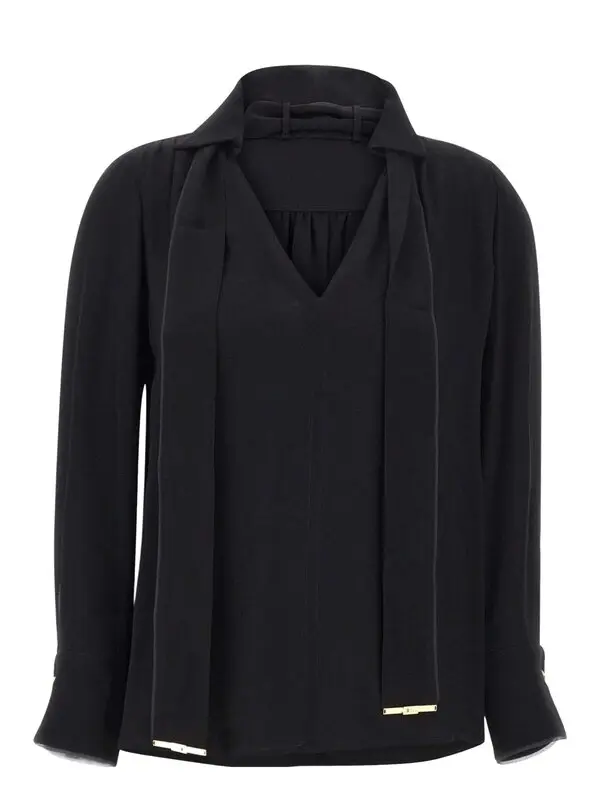 Elisabetta Franchi Tie-neck Long-sleeve Blouse - Black