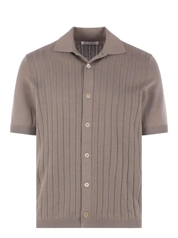 Brunello Cucinelli Short-sleeved Collared Cardigan - Gray