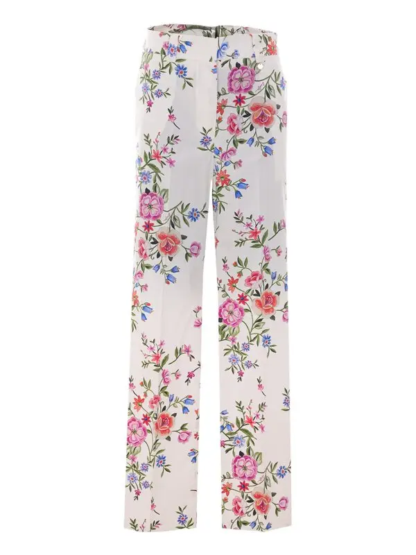Liu Jo Floral Straight-leg Trousers - White