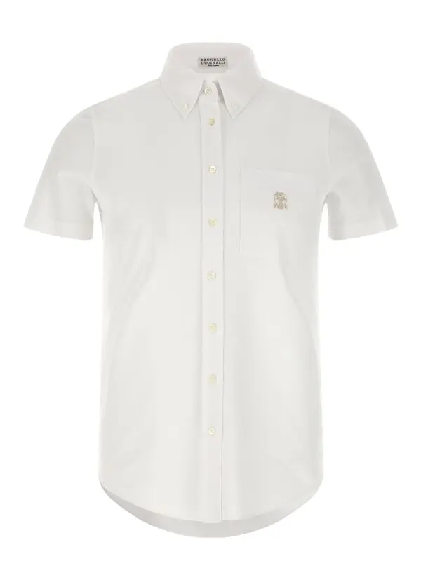 Brunello Cucinelli Embroidered Logo Shirt - White