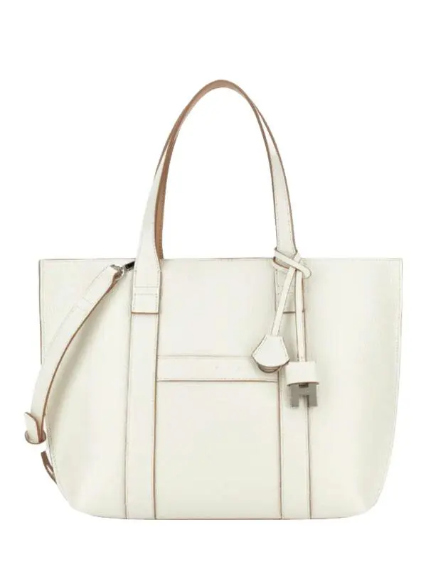 Hogan Logo Embossed Top Handle Bag - Ivory