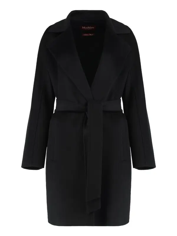 Max Mara Long Sleeved Belted Coat - Black